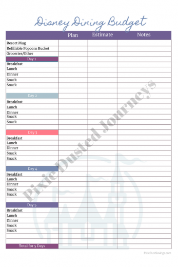 How to Make a Disney Dining Budget - Pixie Dusted Journeys